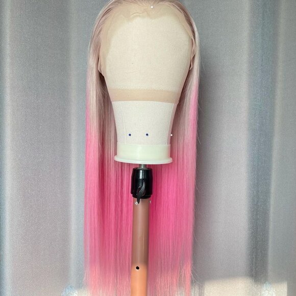 Hair | Gray Pink Lace Front Wig Virgin Human Hair Custom Color Wig ...